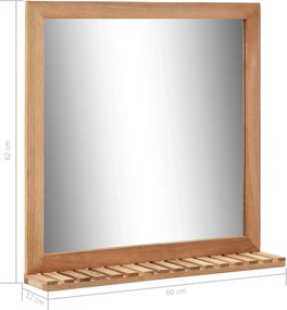 Koupelnové zrcadlo 60 x 12 x 62 cm masivní ořechové dřevo 247605