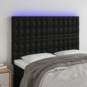 Čelo postele s LED černé 144x5x118/128 cm umělá kůže