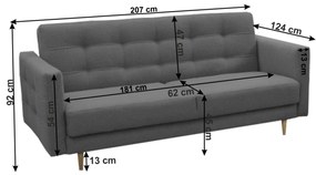 Tempo Kondela Rozkládací sedací souprava AMEDIA 3+1+1 s úložným prostorem, látka tmavě šedá