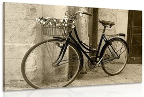 Obraz rustikální kolo v sépiovém provedení - 60x40 cm