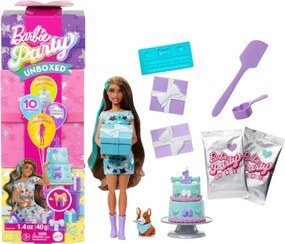 Mattel Barbie JFG72 Party Unboxed Reveal sada 10 překvapení s panenkou