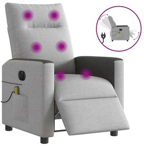 Elektrické masážní polohovací křeslo obláčkově šedé textil 3324044