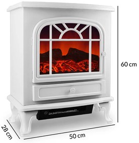 InternetovaZahrada - Elektrický krb s vyhříváním ventilátoru a ohněm 2000W bílý
