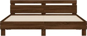 Rám postele s čelem hnědý dub 200 x 200 cm kompozitní dřevo 3207398