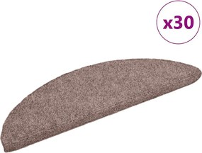 Schodové rohože samolepicí 30 ks 56x17x3 cm světle hnědé půlkulaté 3365679
