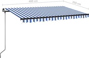 Ručně zatahovací markýza 400 x 350 cm modrobílá 3069176