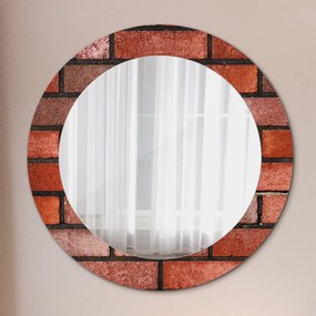 Kulaté zrcadlo tištěný rám Červená cihla fi 60 cm