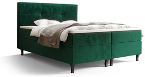 Manželská postel Boxspring 160 cm Lumba Comfort (olivová) (s matrací a úložným prostorem). 1056108
