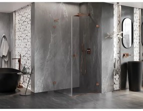 Mexen Lunar-B L výklopný sprchový kout pravý 80 x 80 cm, čiré sklo, růžové zlato, 832L-080-080-60-00-P