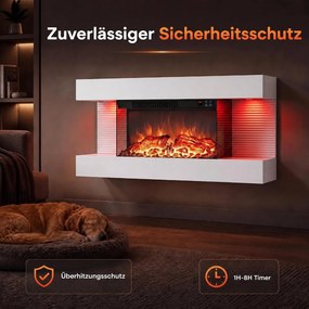 Costway Třístranný elektrický krb 81 cm s LED, bílý