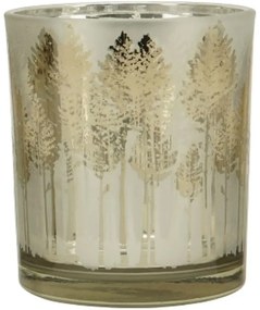 Skleněný svícen "Vitreous" s dekorem stromů  - 9 x 10 cm