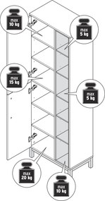 Tchibo - Vysoká koupelnová skříňka »Eklund« s boční přihrádkou - barva: bílá