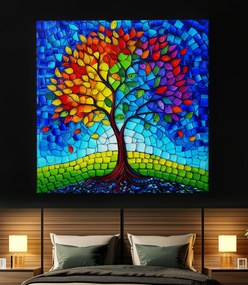 Obraz na plátně - Strom života Skleněná mozaika FeelHappy.cz Velikost obrazu: 80 x 80 cm