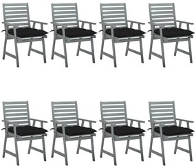 vidaXL Zahradní jídelní židle s poduškami 8 ks masivní akáciové dřevo