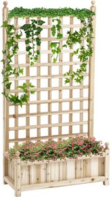 Vyvýšený zahradní truhlík Outsunny s treláží a obloukem pro popínavé rostliny, 64 x 28 x 120 cm | Aosom