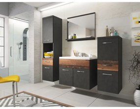 Koupelnový nábytek Lumia, Barva: kastanien breslau / kastanien breslau + černý grafit, Sifon k umyvadlu: ne, Baterie: Platino BCZ 020M