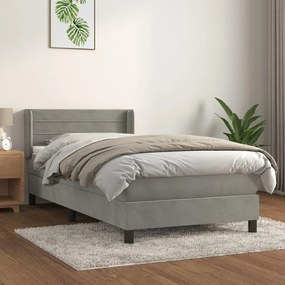 vidaXL Box spring postel s matrací 100x200 cm samet [3131005] Barva: světle šedá