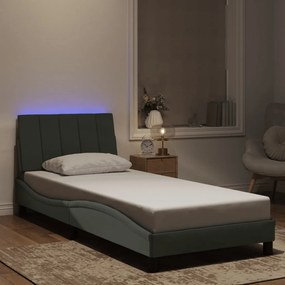 Rám postele s LED osvětlením bez matrace Hanko světle šedý 90 x 200 cm samet 3213757