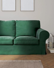Potah na pohovku IKEA  Ektorp 3-místná, rozkládací STARÝ MODEL PIXBO barva zelená látka lesklé, sametová
