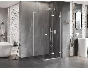 Mexen Lunar-F L, sklápěcí sprchový kout pravý 70 x 70 cm, 8mm čiré sklo, bílý profil, 836L-070-070-20-00-P