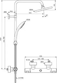 Ideal Standard CeraTherm - Sprchový set T25 s termostatem | 20 cm | 1