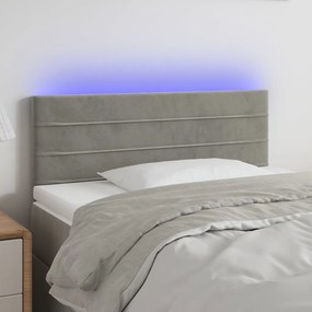 Čelo postele s LED světle šedé 80 x 5 x 78/88 cm samet 3121782