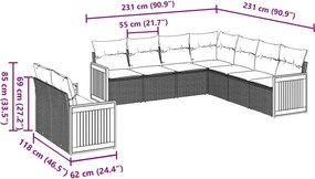 9dílná zahradní sedací souprava s poduškami černá polyratan 3260180
