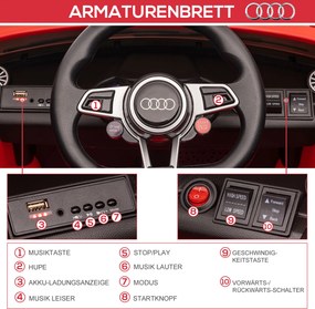 HOMCOM Dětské elektrické autíčko Dětské autíčko na dálkové ovládání, MP3, pro 3-6 let, PP, červené, 102x60x44 cm| Aosom