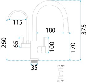 Kuchyňská baterie REA ECO FRESH s připojením na filtr a sprškou, nikl kartáčovaný