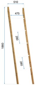 Rea - Tutumi, Vysoký bambusový žebříkový policový systém 186cm BBP3061/5, hnědá, HOM-03693