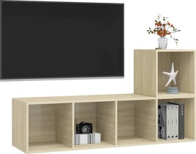 2dílný set TV skříněk dub sonoma dřevotříska 3079802