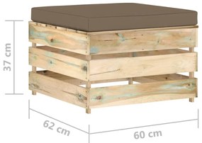 vidaXL Dílčí taburet s poduškou zeleně impregnované dřevo