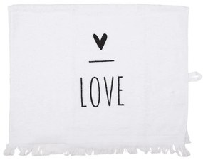Bílý kuchyňský froté ručník se srdíčkem Love - 40*66 cm