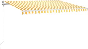Automatická markýza LED a senzor větru 400 x 300 cm žlutá/bílá 3068913