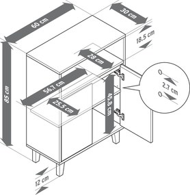 Tchibo - Odkládací skříňka se 2 dvířky a otevřeným prostorem - barva: bílá