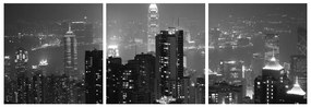 Černobílý obraz Hong Kongu (150x50 cm), 40 dalších rozměrů