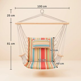 Outsunny Závěsné křeslo, závěsná houpačka s příčnou tyčí a polštářem, stropní hák, konstrukce závěsného křesla, nosnost až 100 kg, závěsné sedadlo pr…