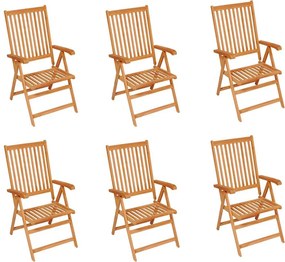 Skládací židle 6 ks, polštáře s červeným kostkovaným vzorem, masivní teakové dřevo 3065573