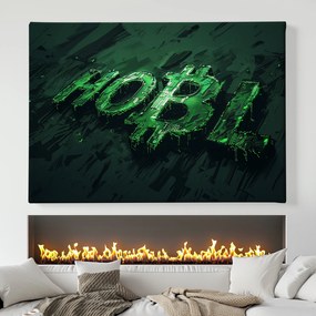 Obraz na plátně - Bitcoin HOBL HODL zelené FeelHappy.cz Velikost obrazu: 60 x 40 cm
