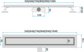 Rea Neox, nerezový sprchový odtokový žlab 50cm, 2v1, měděná matná, REA-G4896