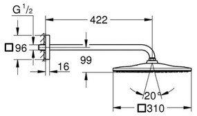 GROHE 26564000 - Set s hlavovou sprchou RAINSHOWER MONO 310 CUBE 422 mm chrom