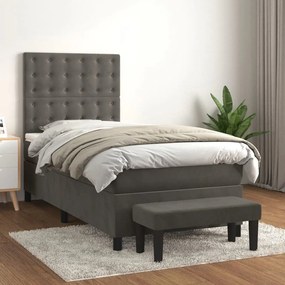 vidaXL Box spring postel s matrací 100x200 cm samet [3138067] Barva: Tmavě šedá