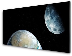 Obraz na skle Měsíc Země Vesmír 140x70 cm