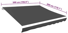 vidaXL Marketos Plachta na markýzu antracitová 5 x 3 m plátěná