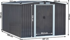 Plechový zahradní domek na nářadí, šedá / bílá, 2,6x3, 1m, HAMAL TYP 3