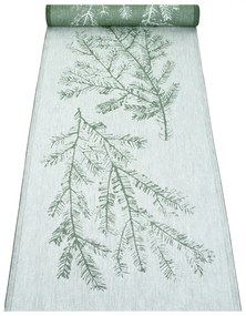 Lněný běhoun Havu 46x150, šedo-zelený