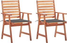 vidaXL Zahradní jídelní židle 2 ks s poduškami masivní akáciové dřevo [3064325] Barva: antracitová