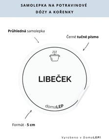 Samolepka na kořenky LIBEČEK průhledná 5 cm tučné písmo