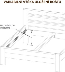 Massivo.cz Dubová postel Dublin Supra 180x200 cm, dub, masiv