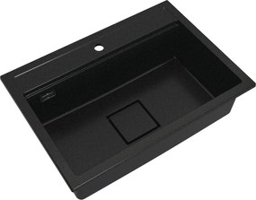 Gamma Quadro 7050, 1-komorový granitový dřez 700x500x220 mm, černá-zlatá, GMA-ZLE000239